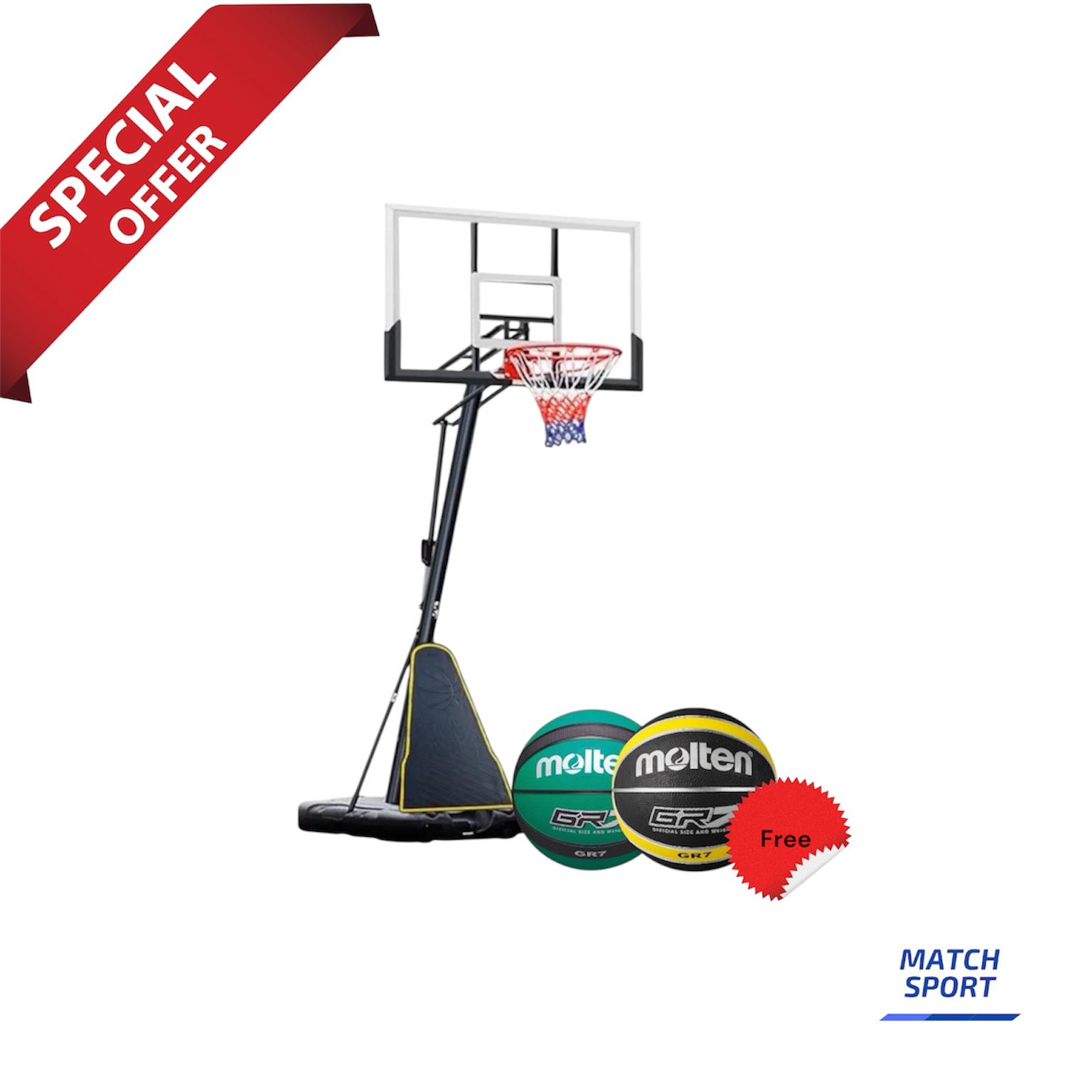 Portable Adjustable Basketball Hoop – Two Free Molten Basketballs ...